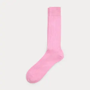 Ralph Lauren Ribbed Merino Wool-Blend Dress Socks Pink