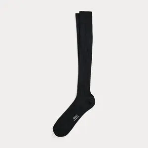 Ralph Lauren Ribbed Wool-blend Over-the-calf Socks - Black