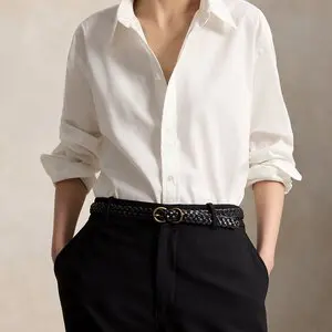 Ralph Lauren Braided Vachetta Leather Skinny Belt - Black