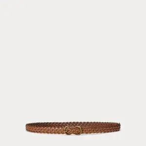 Ralph Lauren Braided Vachetta Leather Skinny Belt - Cuoio