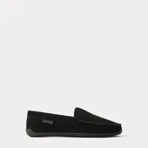 Ralph Lauren Brenan Polo Bear Suede Slipper - Black/holiday Bear