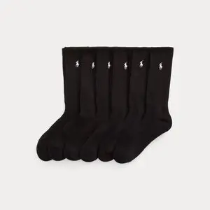 Ralph Lauren Cotton-blend Crew Socks 6-pack - Black