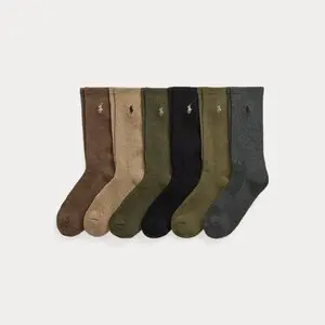 Ralph Lauren Ralph Lauren Cotton-Blend Crew Socks 6-Pack Brown Assorted
