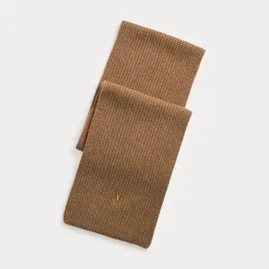 Ralph Lauren Rib-knit Wool-blend Scarf Honey Brown Heather