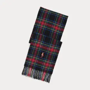 Ralph Lauren Polo Bear Plaid Wool Scarf