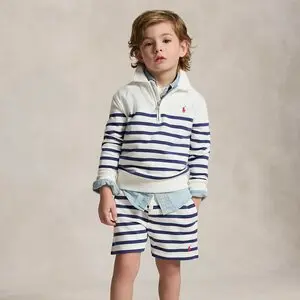 Ralph Lauren Striped French Terry Short - Deckwash White/light Navy