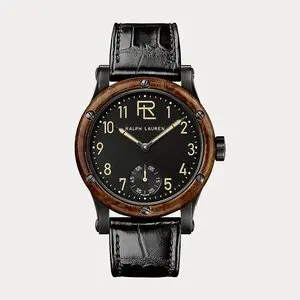Ralph Lauren 45 Mm Steel Watch - Black Dial