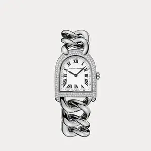 Ralph Lauren Petite-link Steel Watch With Diamonds - White Dial