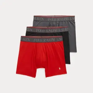 Ralph Lauren 4d-flex Performance Air Boxer Brief Pack - Red/black/charcoal