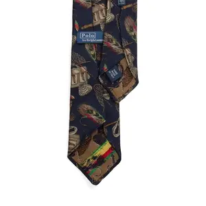 Ralph Lauren Fishing Print Silk-and-wool Neck Tie
