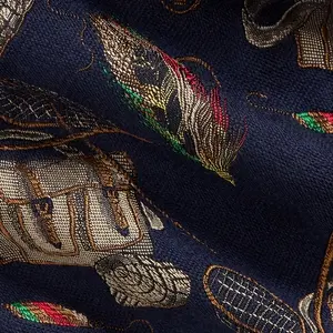 Ralph Lauren Fishing Print Silk-and-wool Neck Tie