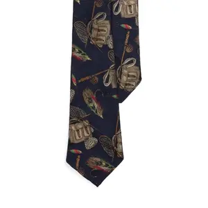 Ralph Lauren Fishing Print Silk-and-wool Neck Tie