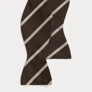 Ralph Lauren Striped Silk Bow Tie - Brown/white