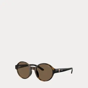 Ralph Lauren Round Frame Sunglasses Shiny Dark Havana