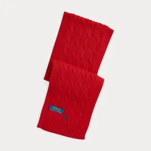 Ralph Lauren Cable-knit Cotton Scarf Red
