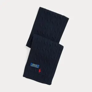 Ralph Lauren Cable-knit Cotton Scarf - Rl Navy