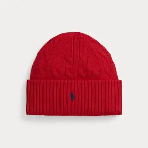 Ralph Lauren Cable-knit Cotton Beanie - Rl Red