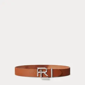 Ralph Lauren Box Leather Wide Belt - Rl Gold