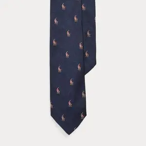Ralph Lauren Polo Pony Silk Repp Narrow Tie - Navy