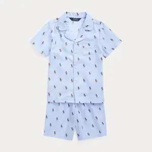 Ralph Lauren Polo Pony Flannel Sleep Set - Office Blue