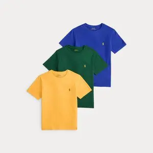 Ralph Lauren Cotton Jersey Crewneck Tee 3-pack - Blue/green/yellow