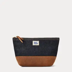 Ralph Lauren Suede-trim Denim Pouch - Indigo