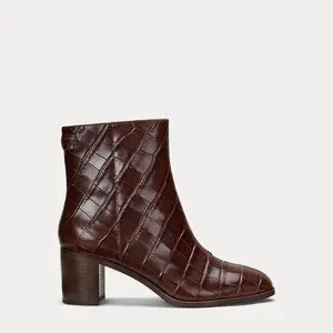Ralph Lauren Cassie Crocodile-embossed Leather Bootie