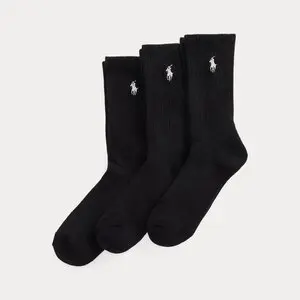 Ralph Lauren Cushioned Sport Crew Socks 3 Pack - Black