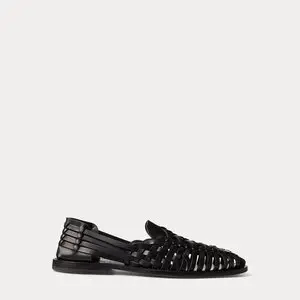 Ralph Lauren Handwoven Leather Sandals - Black
