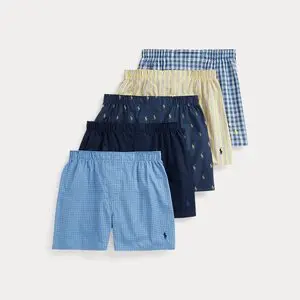 Ralph Lauren Classic Woven Cotton Boxer 5-pack - Blue Assorted