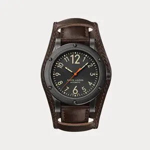 Ralph Lauren 42 Mm Aged Steel Watch - Black Dial