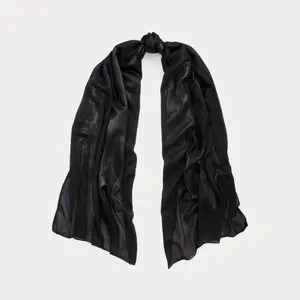 Ralph Lauren Jacquard Gauze Evening Wrap Scarf - Black