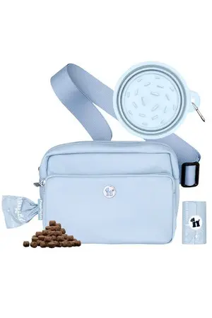 PUPPINGTON 3-in-1 Dog Walking Bag With Travel Bowl And Waste Bags - Ice Blue