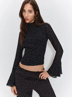 REFORMATION Reformation Roxana Long Sleeve Top Black