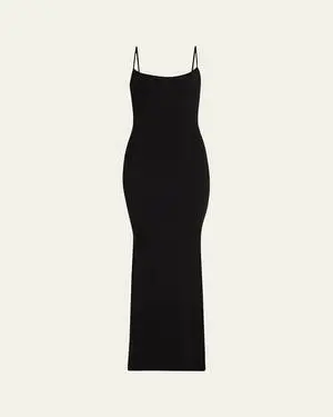 SKIMS Soft Lounge Ribbed Maxi Slip Dress - Onyx