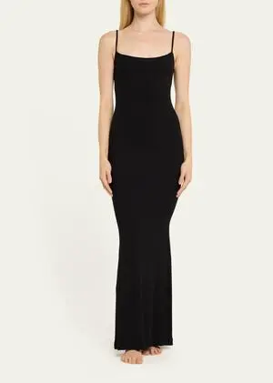 SKIMS Soft Lounge Ribbed Maxi Slip Dress - Onyx