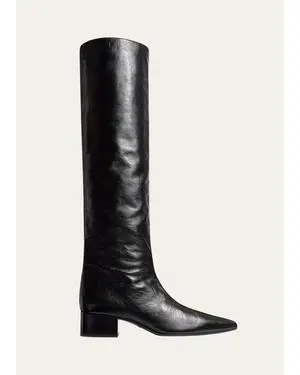 Khaite Andee Leather Knee Boots - Black