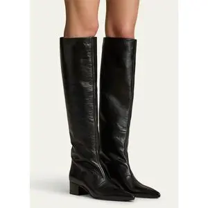 Khaite Andee Leather Knee Boots - Black