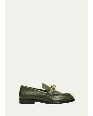 Bottega Veneta Bottega Veneta Astaire Metal-Knot Leather Loafers Grass