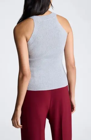KENNETH COLE Ribbed Metallic Sleeveless Top