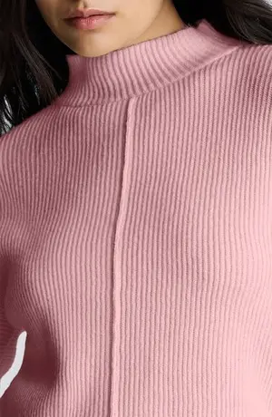 KENNETH COLE Ribbed Mock Neck Pullover - Blush Pink