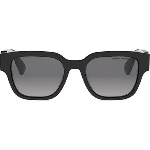 Dior Oblique S1f 53mm Square Sunglasses - Shiny Black/gradient Smoke