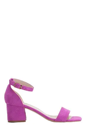 FOREVER & ALWAYS SHOES Iva Low Block Heel Sandals - Fuchsia