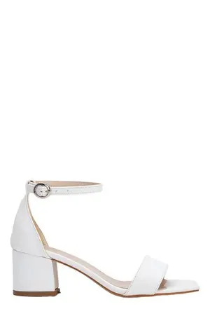 FOREVER & ALWAYS SHOES Iva Low Block Heel Sandals - White