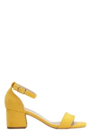 FOREVER & ALWAYS SHOES Iva Low Block Heel Sandals - Yellow