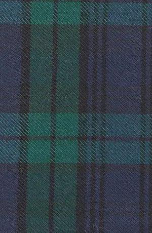CLIFTON WILSON Plaid Wool Pocket Square - Blue