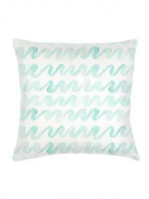 Anaya Watercolor Waves Linen Pillow With Down Alternative Insert - Aqua