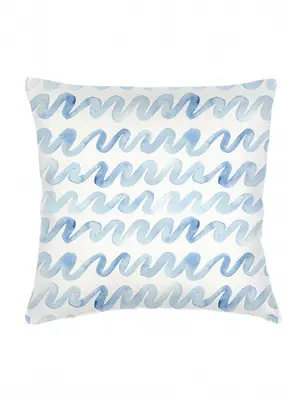 Anaya Watercolor Waves Linen Pillow With Down Alternative Insert Blue