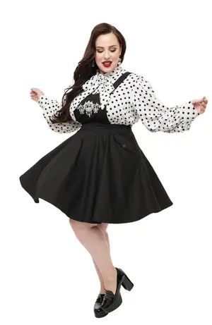 Unique Vintage Plus Size Brionne Pinafore Skirt Black
