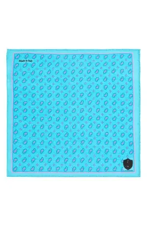 CLIFTON WILSON Paisley Wool Pocket Square - Teal